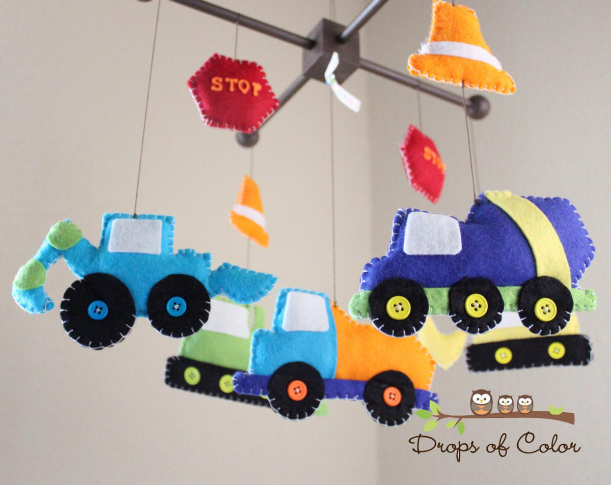 Construction Trucks Mobile, Baby Crib Mobile, Nursery Room Decor ...